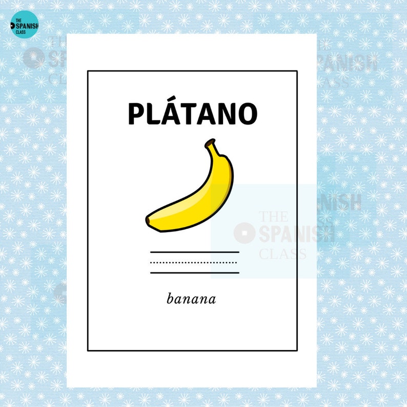 Fruits Printable, Bilingual Words , Spanish Educational, Worksheet ...