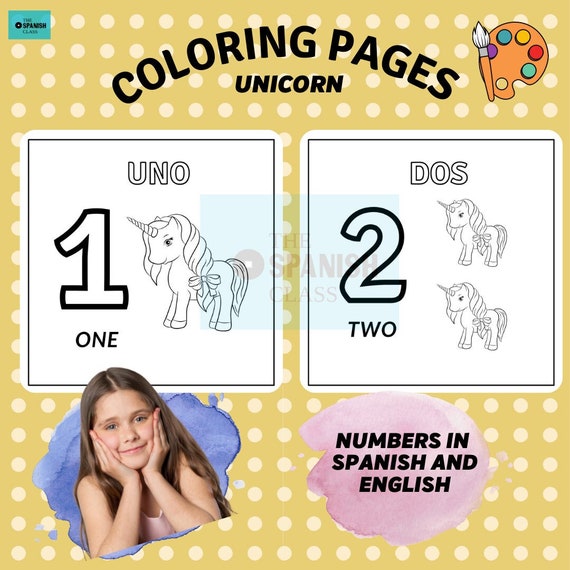 Numbers Unicorn Coloring Page Coloring Page for Kids | Etsy