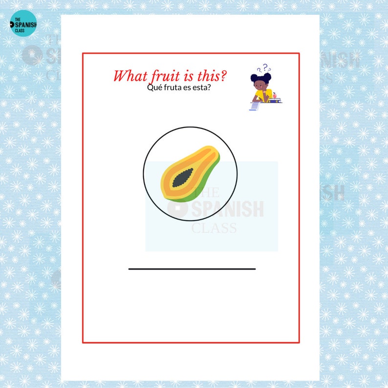 Fruits Printable, Bilingual Words , Spanish Educational, Worksheet ...