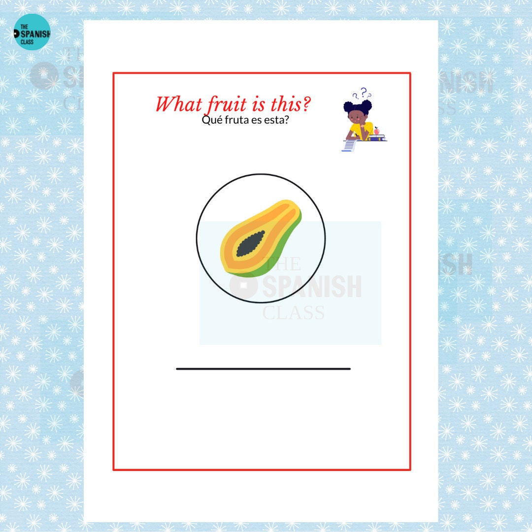 Fruits Printable, Bilingual Words , Spanish Educational, Worksheet ...