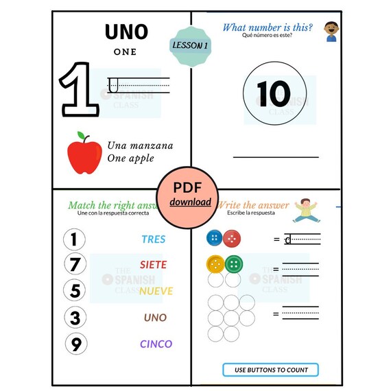 Numbers Printable Bilingual Numbers Spanish Educational | Etsy