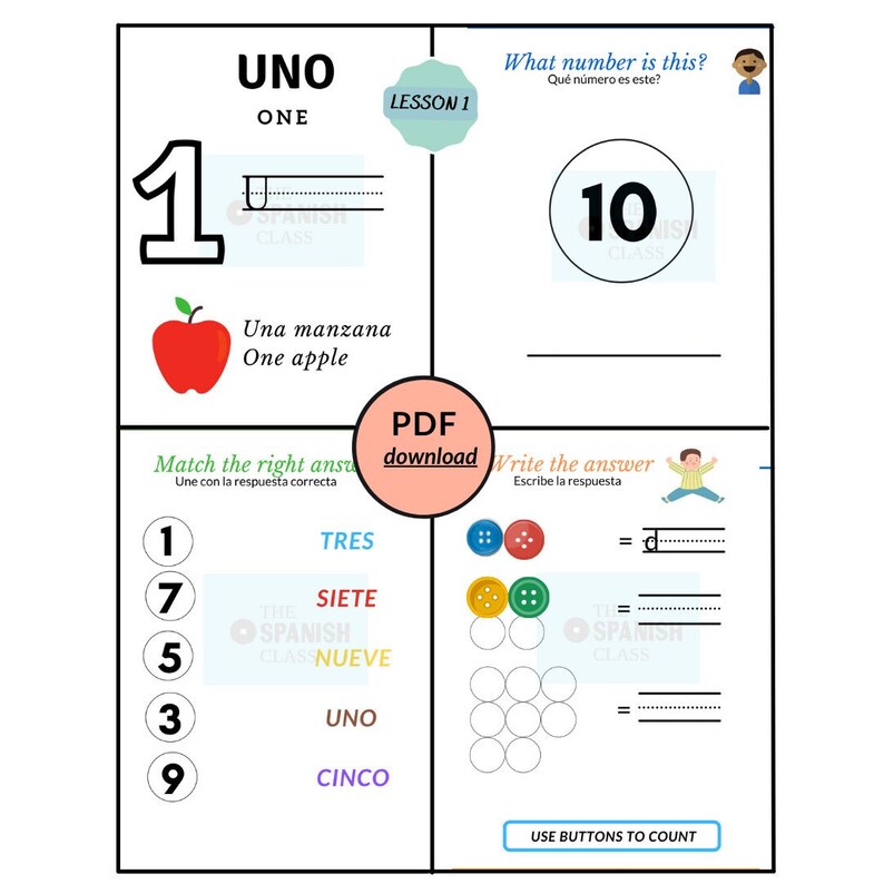 Numbers Printable Bilingual Numbers Spanish Educational | Etsy