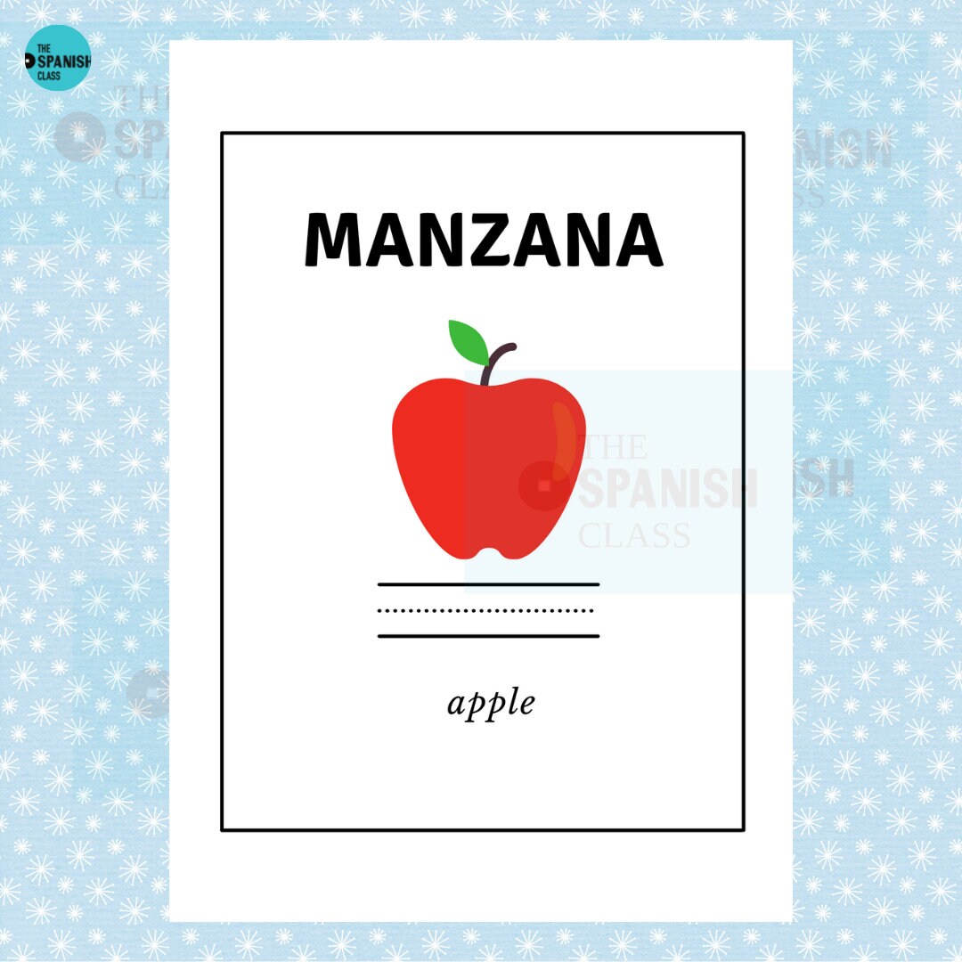 Fruits Printable, Bilingual Words , Spanish Educational, Worksheet ...