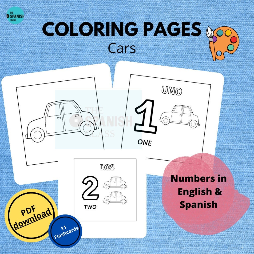 Numbers Car Coloring Page, Coloring Page for Kids, Cars, Preschool ...