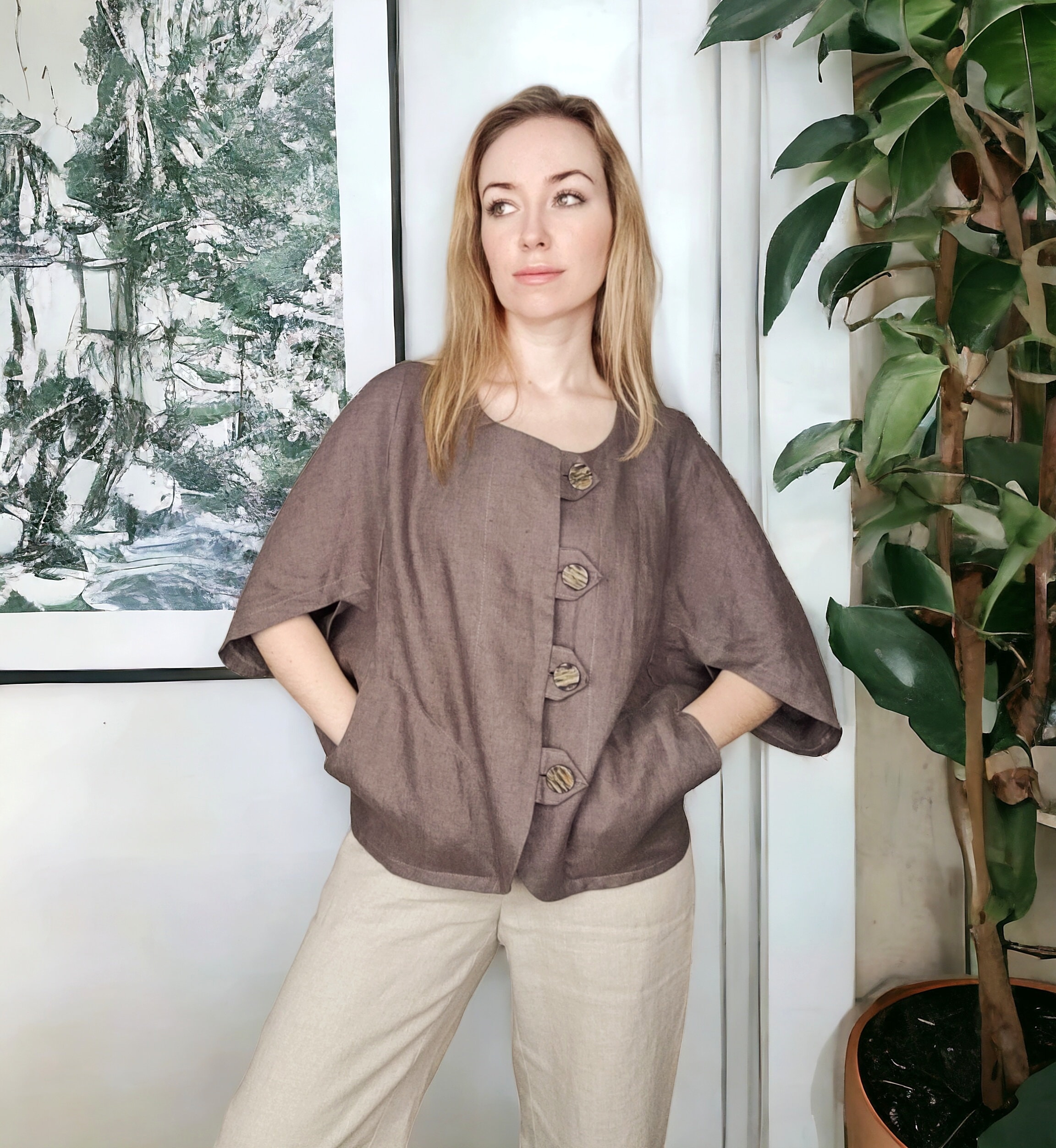 Linen Jacket, Linen Blazer, Loose Linen Jacket, Oversized Linen Blazer ...