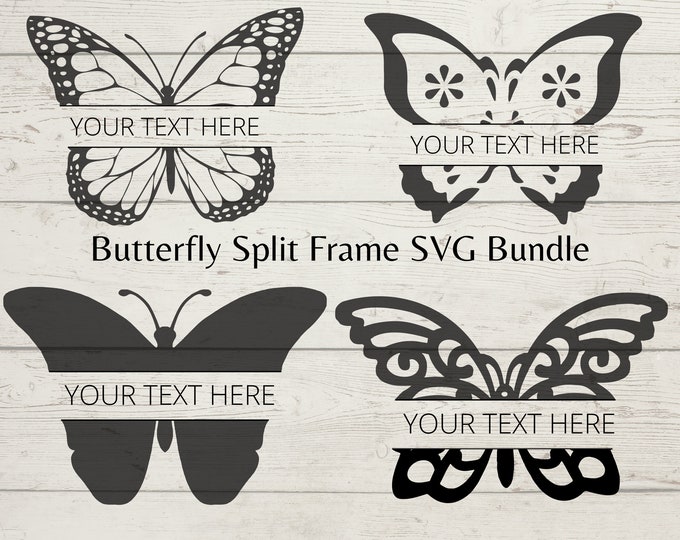 Butterfly Split Frame SVG Bundle, Butterfly Split Name, Butterfly ...