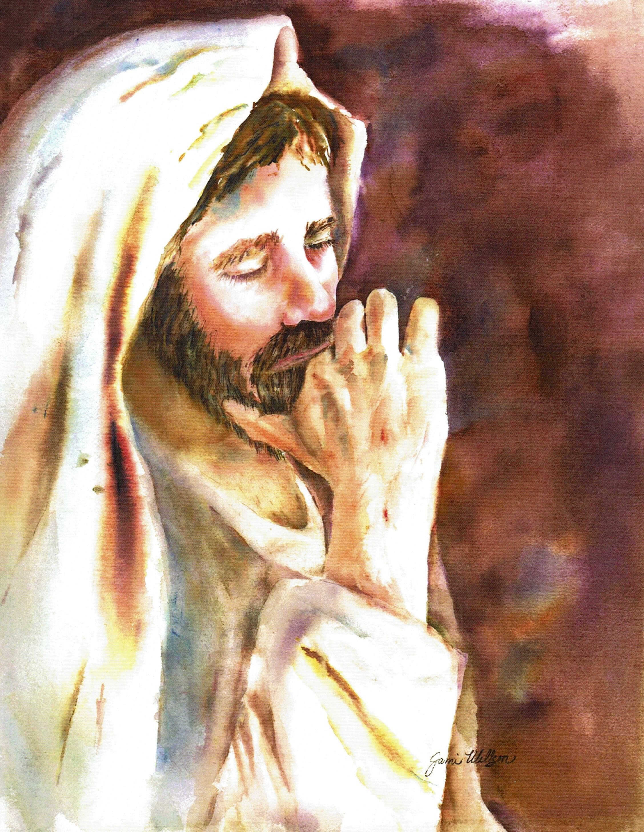 Jesus Christcontemplatingwatercolor Painting of LDS Jesus Christ ...