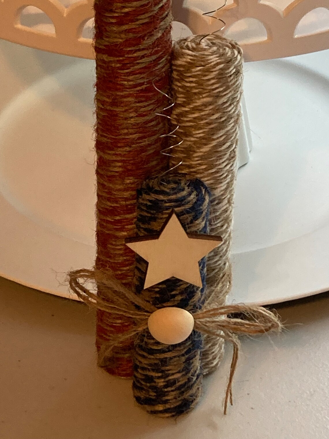 String Wrapped Fireworks Fireworks Farmhouse Tiered Tray | Etsy