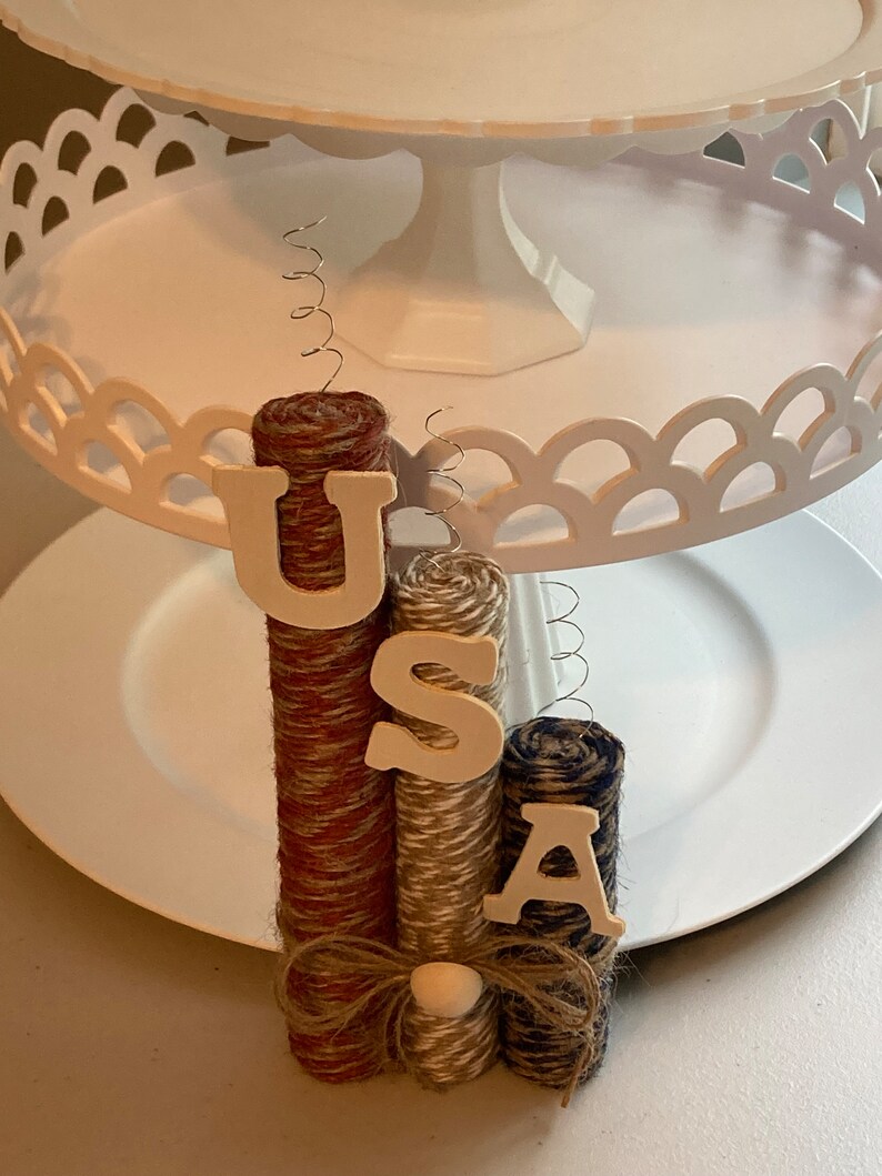 String Wrapped Fireworks Fireworks Farmhouse Tiered Tray | Etsy