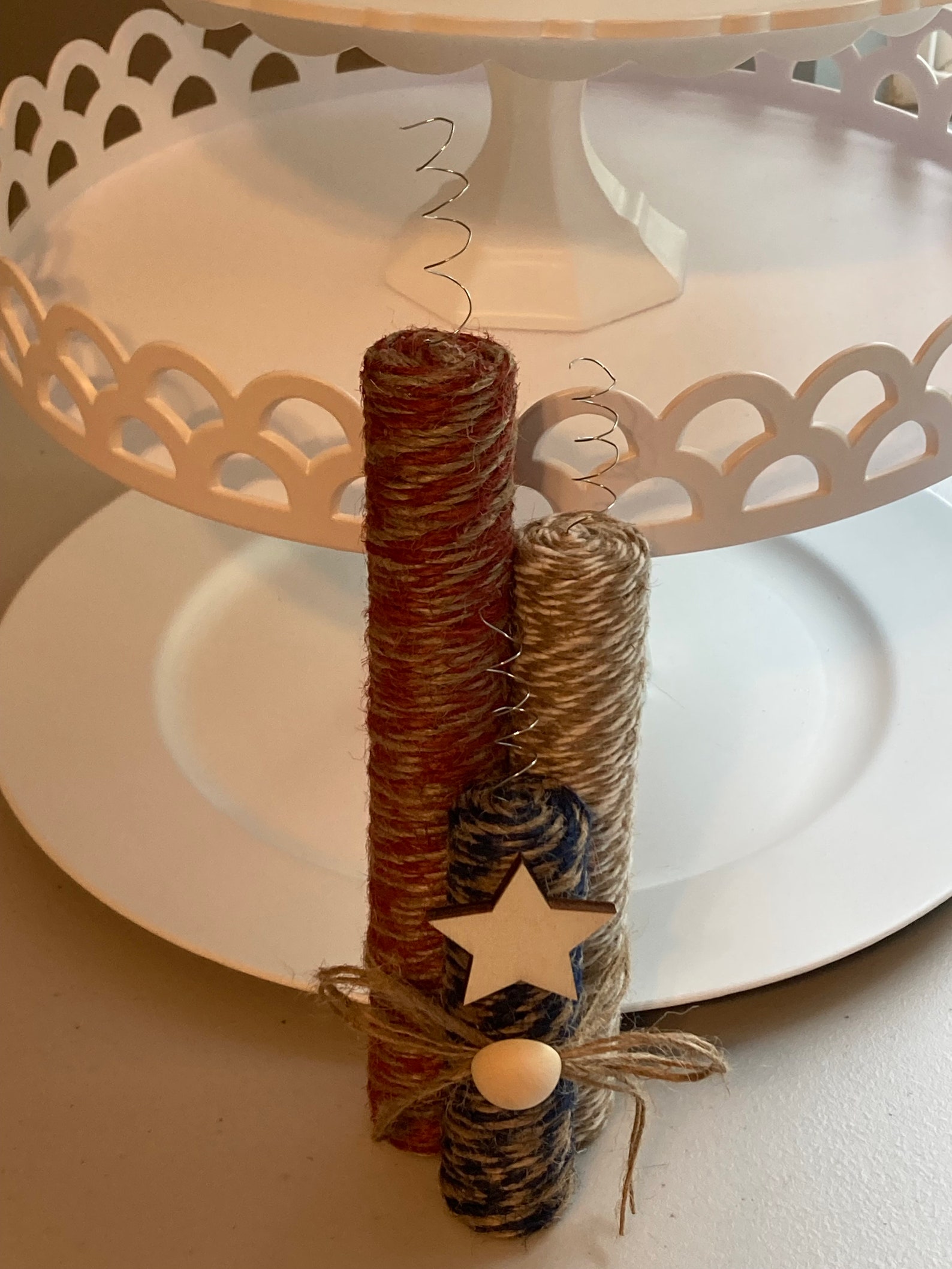 String Wrapped Fireworks Fireworks Farmhouse Tiered Tray | Etsy