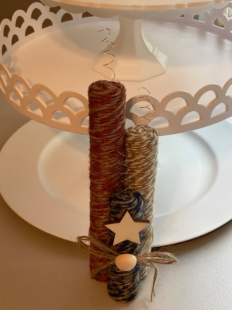 String Wrapped Fireworks Fireworks Farmhouse Tiered Tray | Etsy