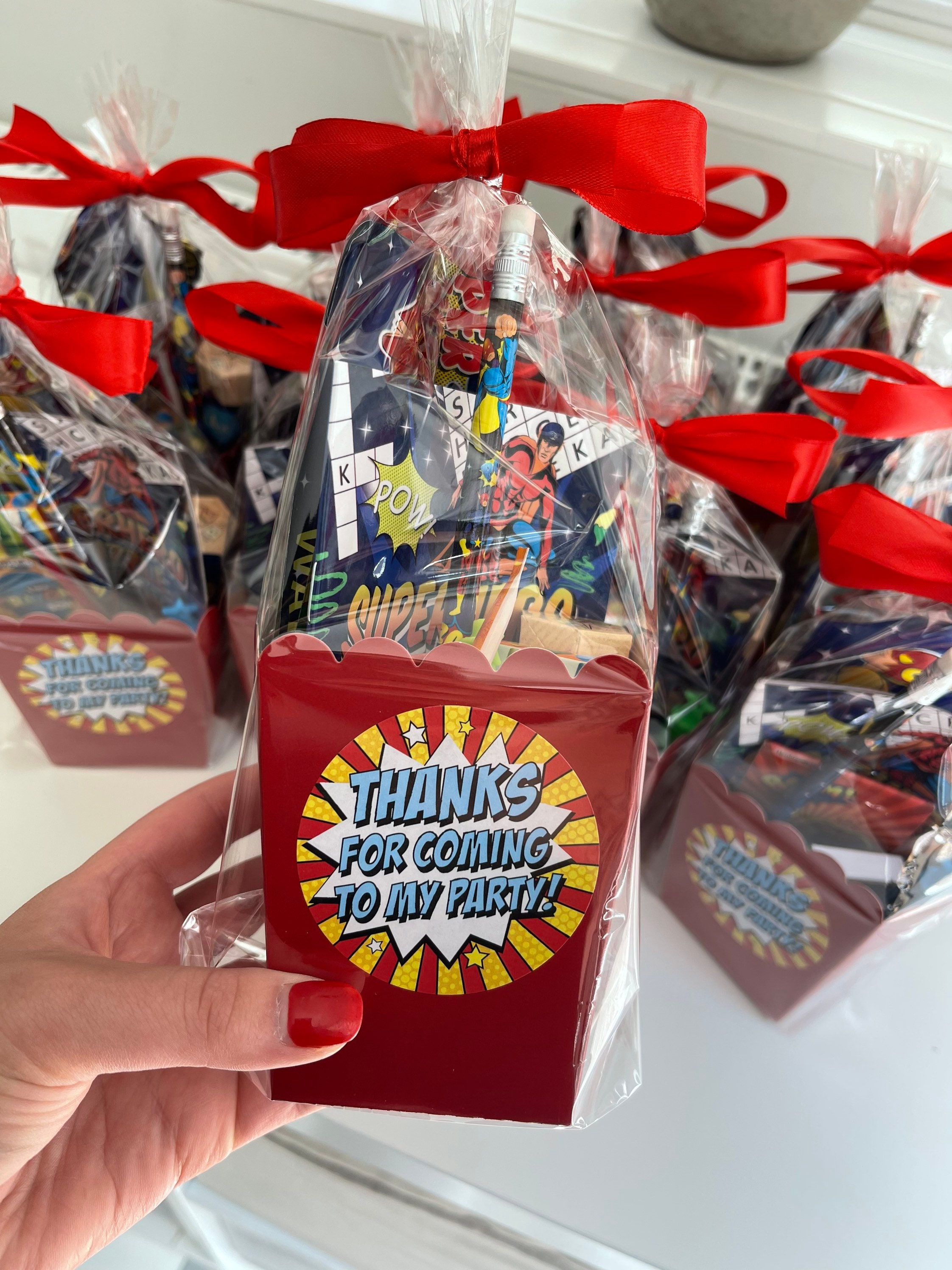Pre-filled Superhero Themed Party Favours - Etsy UK
