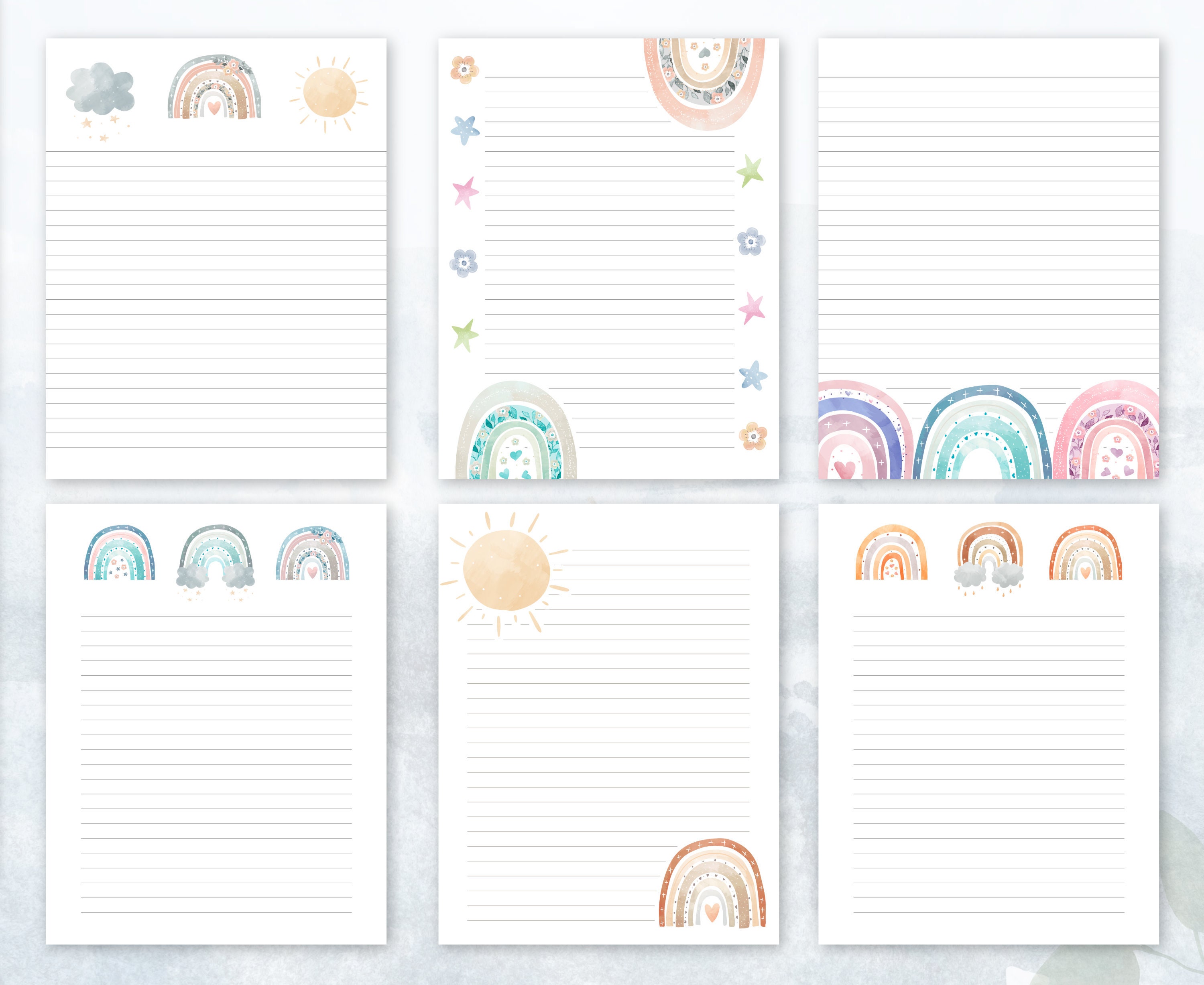 Rainbow Stationery Bundle, Rainbow Writing Paper, Rainbow Notes Paper ...