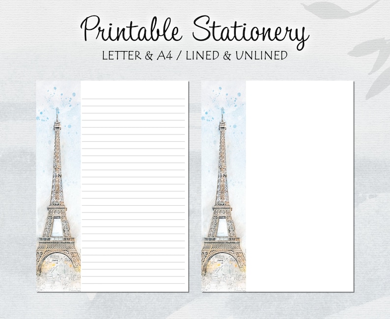 Paris Stationery, Printable Journal Pages, Eiffel Tower, Writing Paper ...