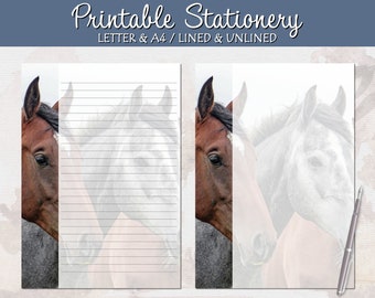 Horses Printable Stationery / Horse Printable Stationary Paper / Animal ...
