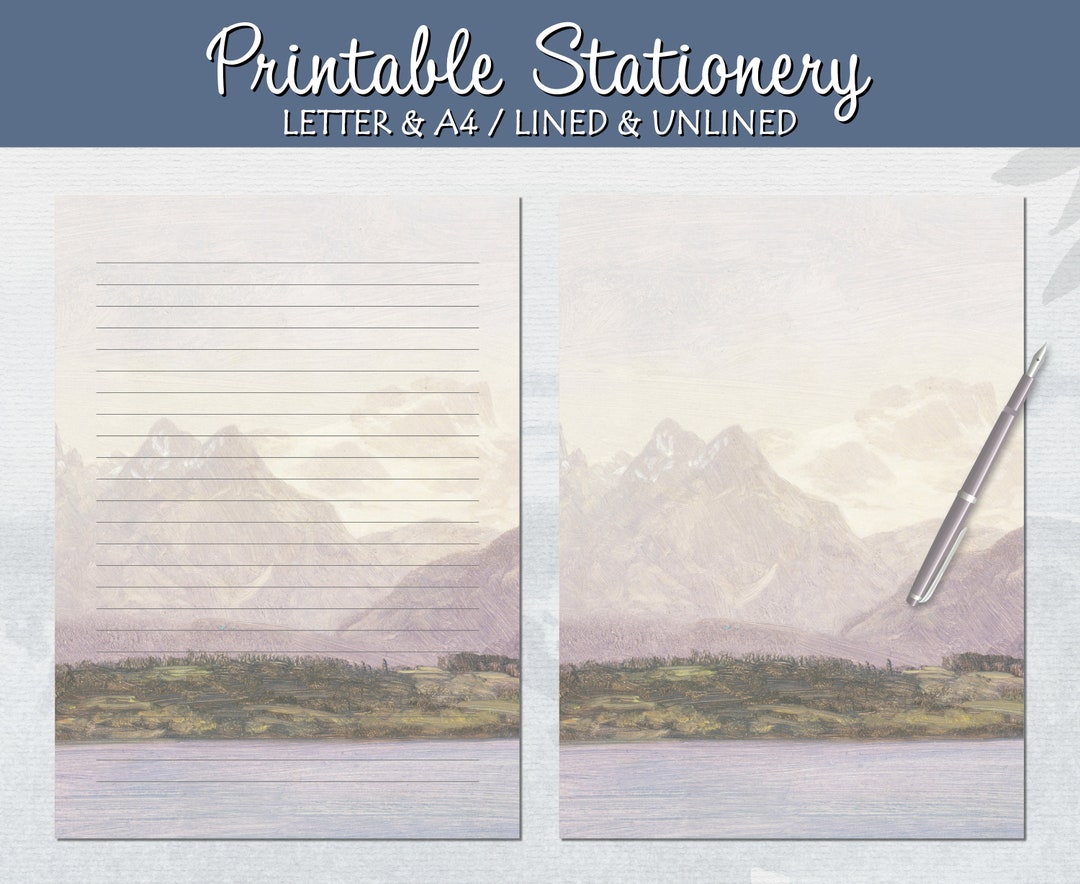 Printable Vintage Stationery, Mountains Letter Writing Paper, Coast ...