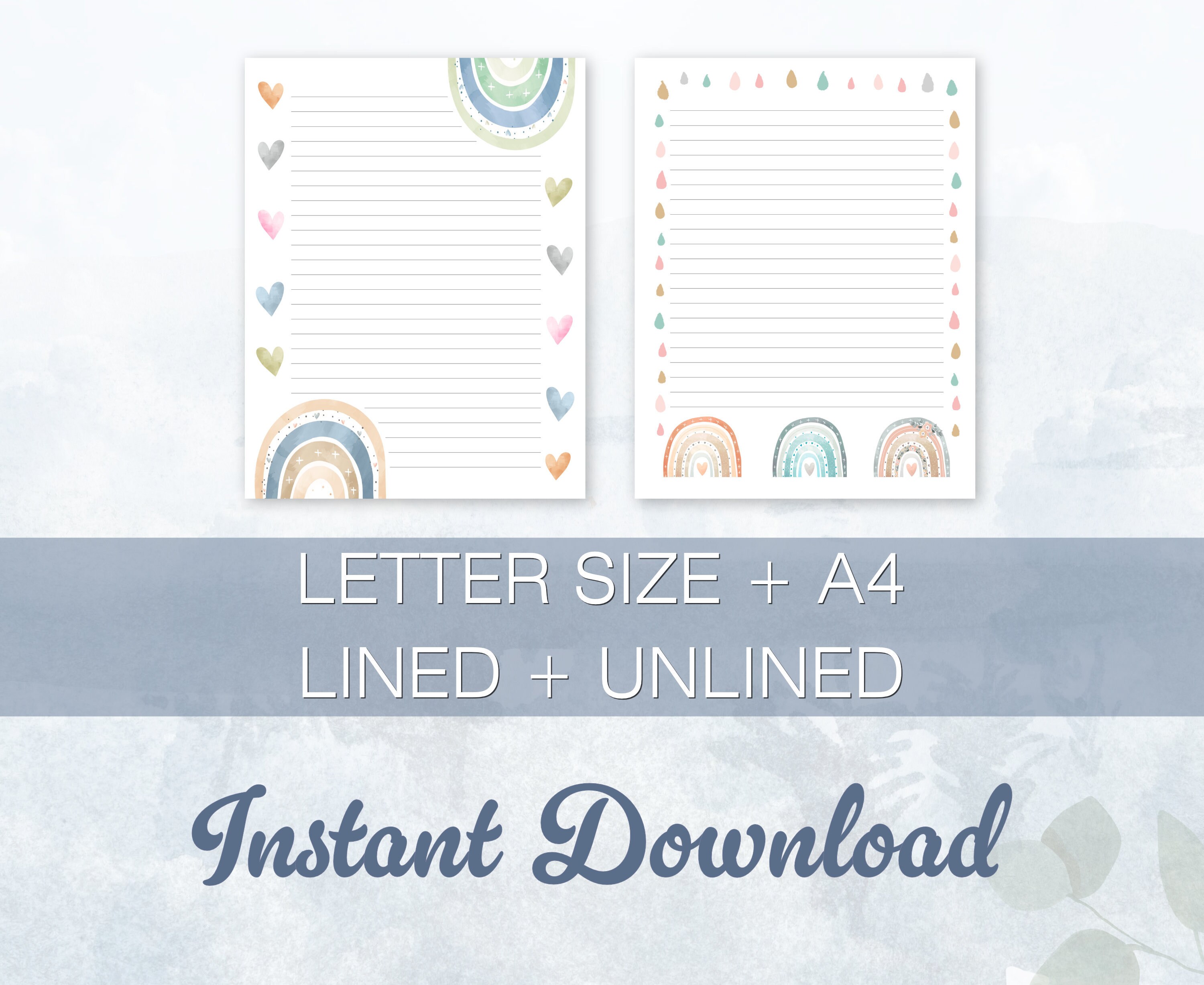 Rainbow Stationery Bundle, Rainbow Writing Paper, Rainbow Notes Paper ...