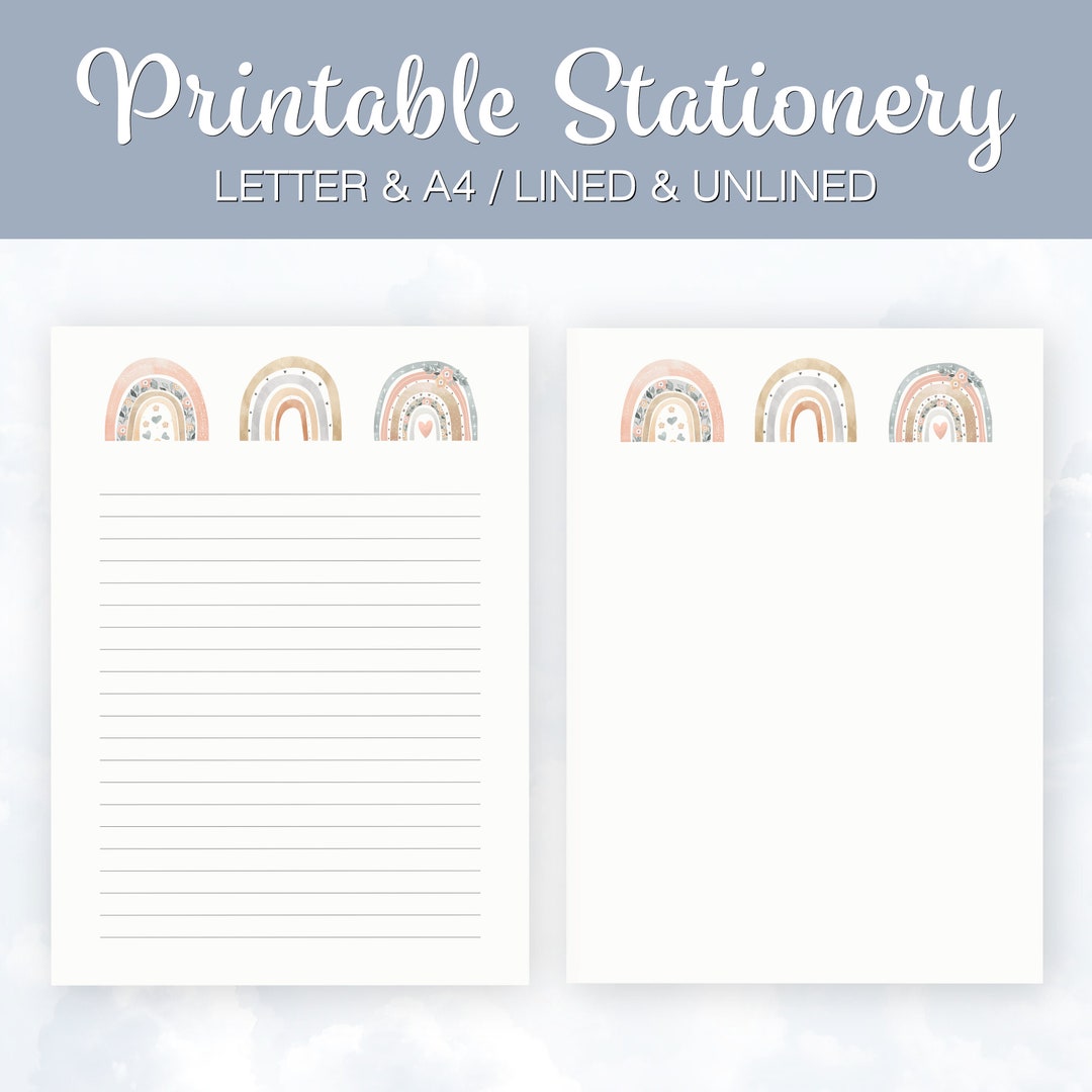 Printable Stationery, Rainbows Letter Writing Paper, Boho Stationery ...