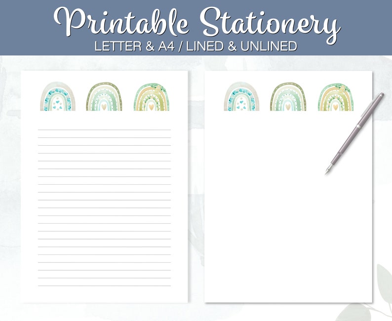 Printable Stationery, Rainbows Letter Writing Paper, Boho Stationery ...