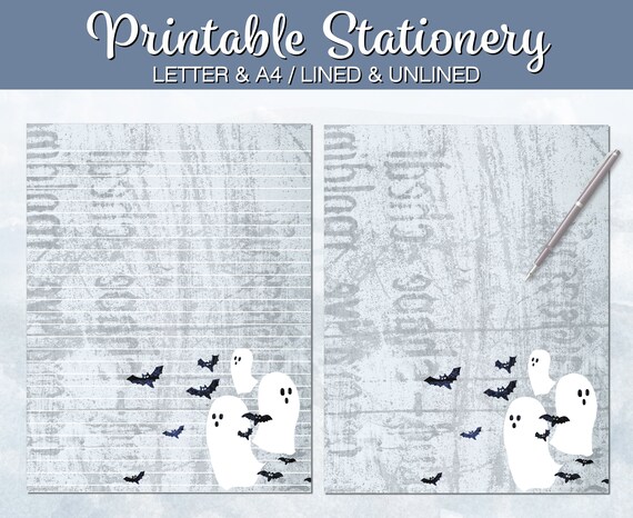Printable Writing Paper Halloween Stationery Ghosts and Bats - Etsy