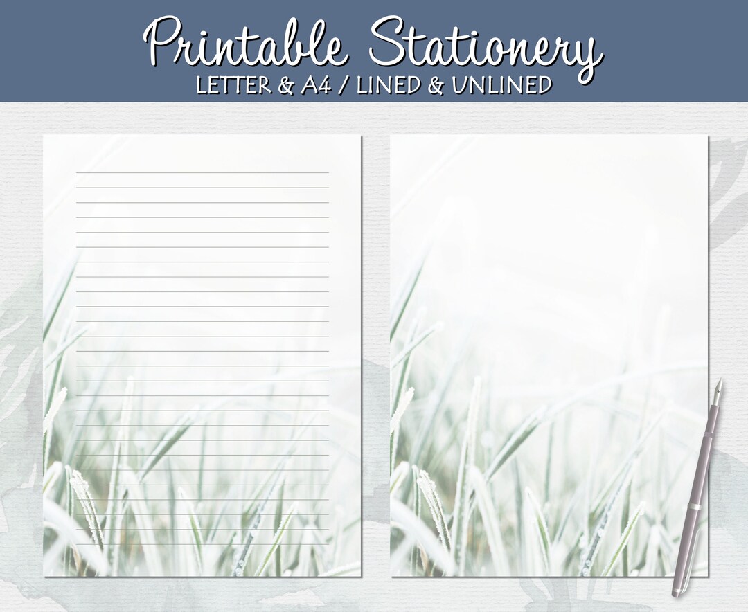 Printable Stationery, Grass Letter Writing Paper, Lined Unlined, A4 US ...
