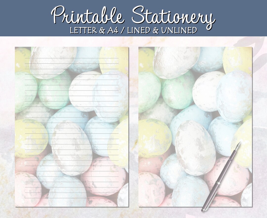 Easter Eggs Writing Paper, Easter Notepad, Lined Unlined, A4 US Letter ...