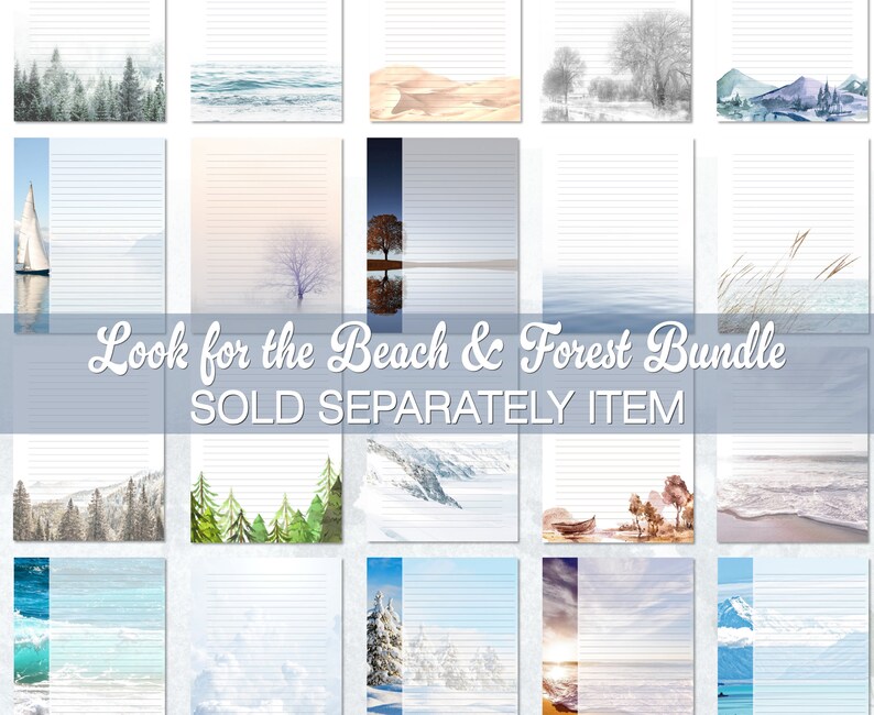Beach Stationery, Printable Letter Writing Paper, Ocean, Sunrise, Lined ...