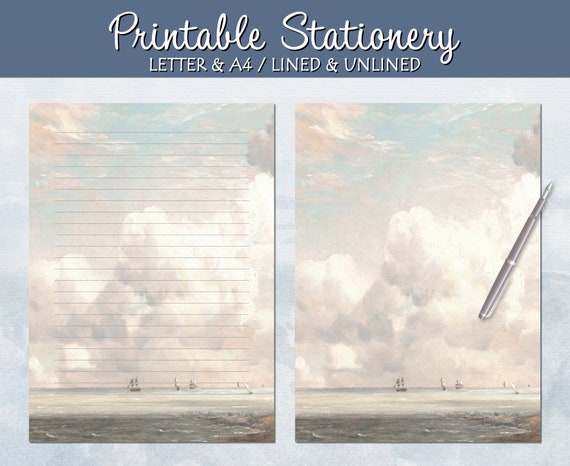 Printable Vintage Stationery Ocean Writing Paper Painting | Etsy