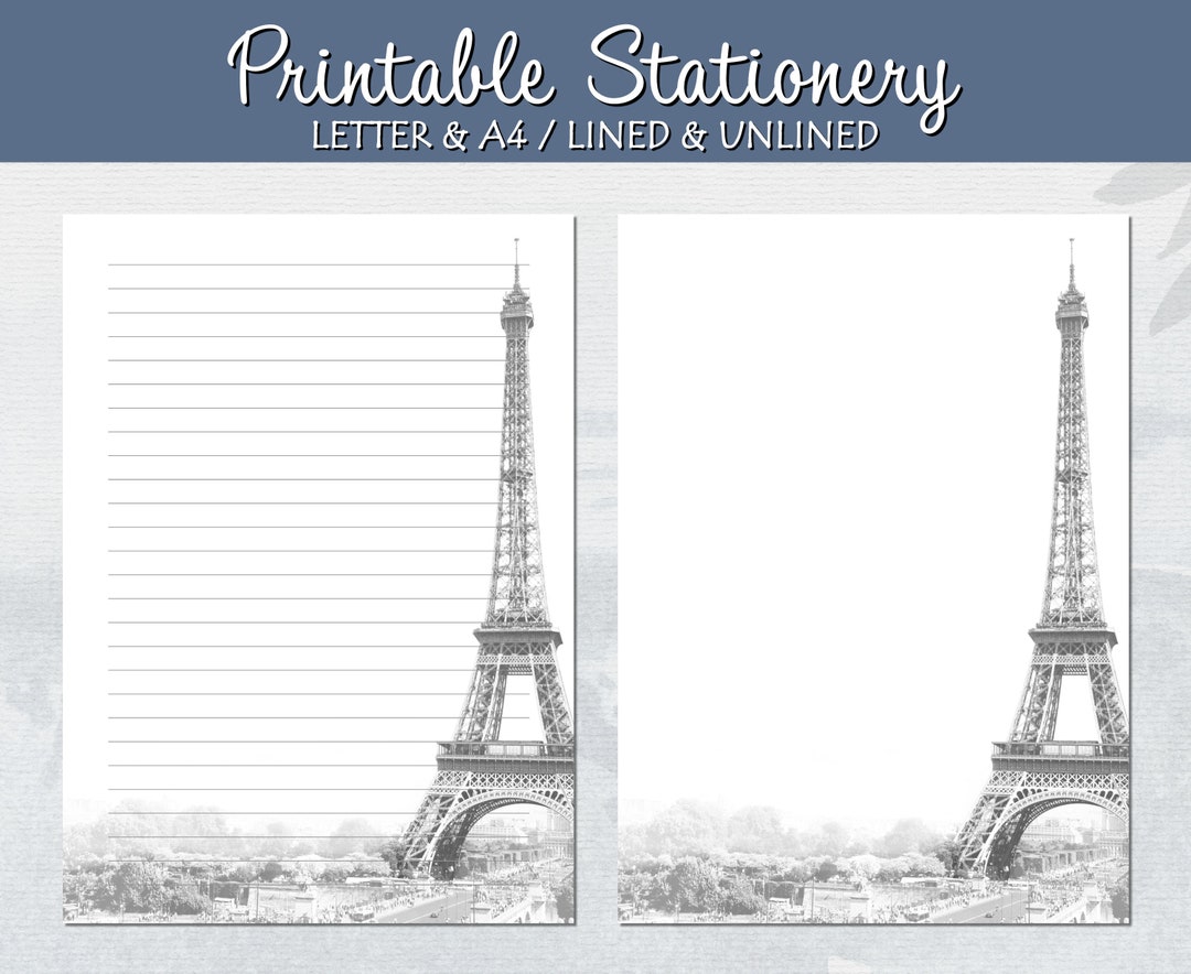 Paris Stationery Eiffel Tower Printable Journal Pages - Etsy