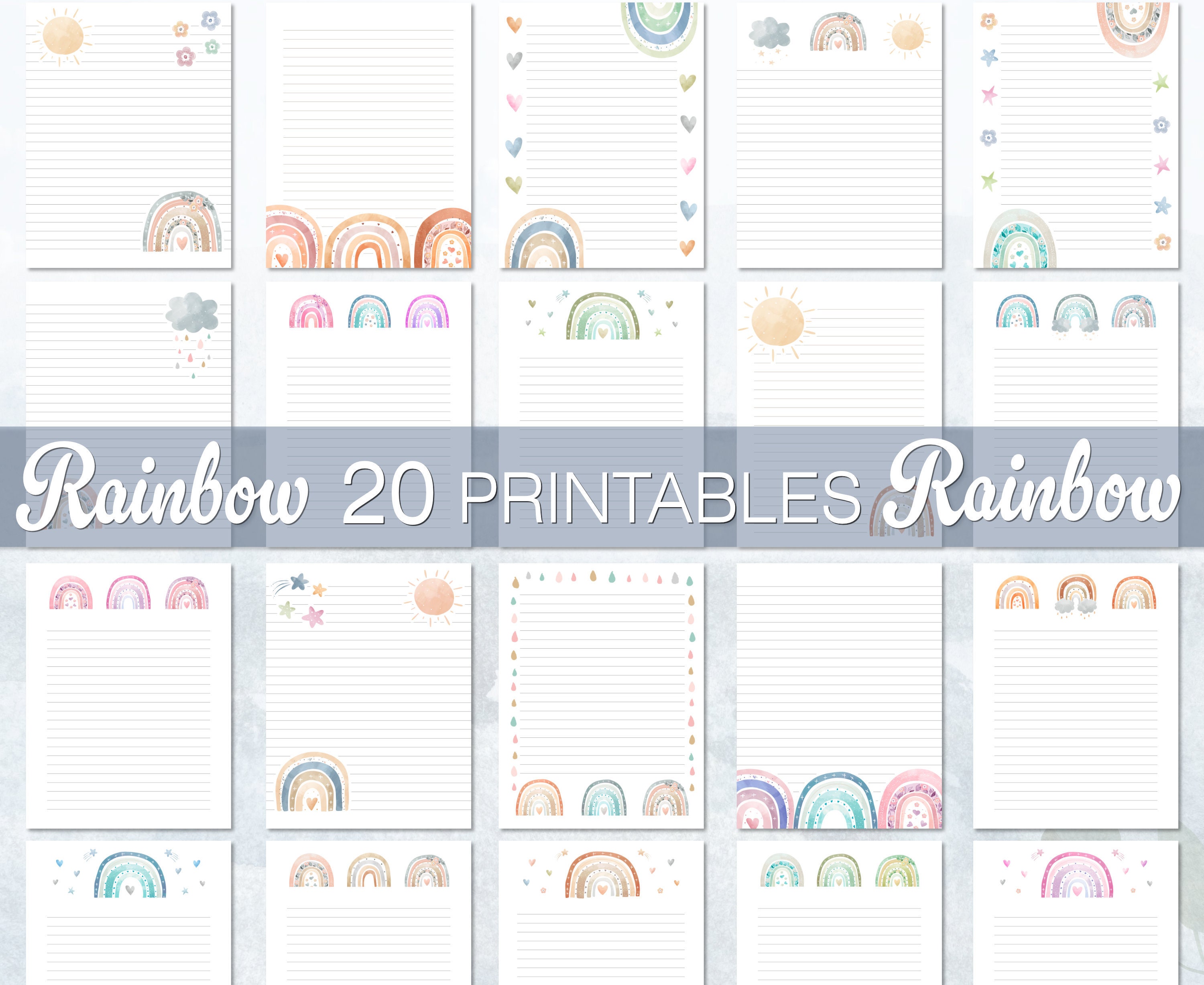 Rainbow Stationery Bundle Rainbow Writing Paper Rainbow - Etsy