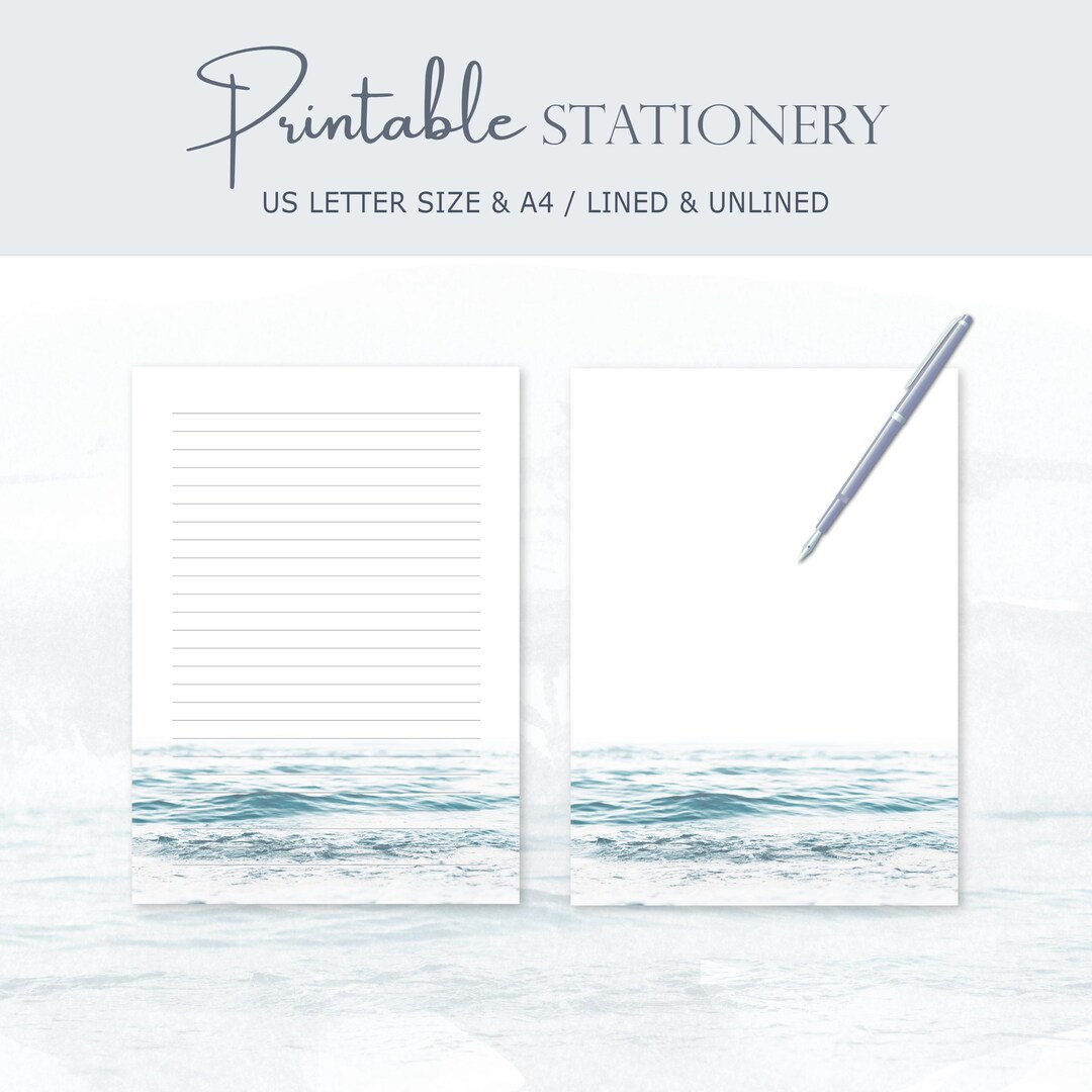 Ocean Waves Stationery: Printable Beach Letter Writing Paper (digital ...