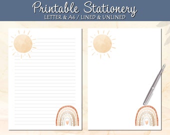 Wildflower Stationery Boho Stationery Border Stationery - Etsy