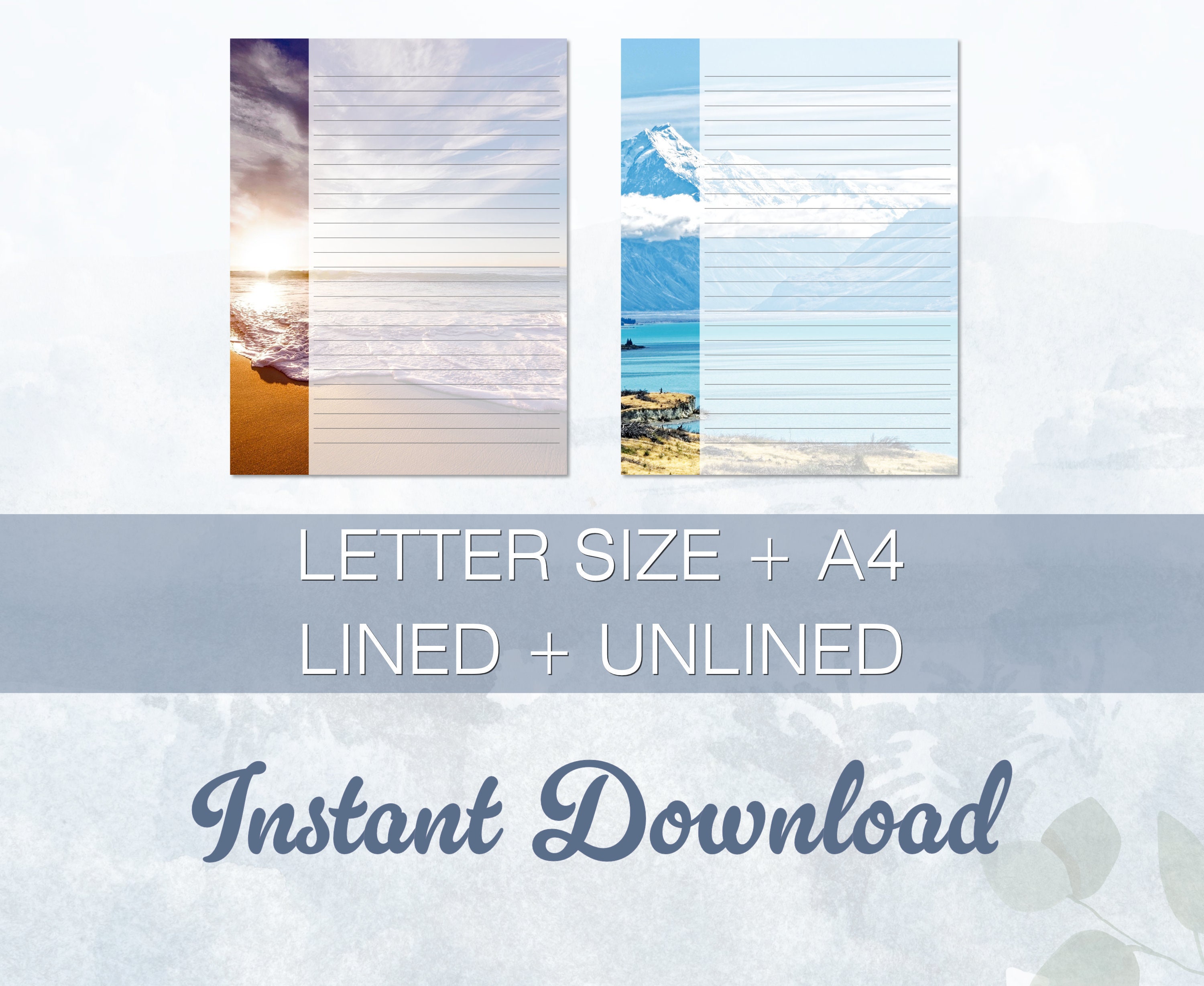 Forest and Beach Stationery Bundle, Landscape Writing Paper, Ocean ...