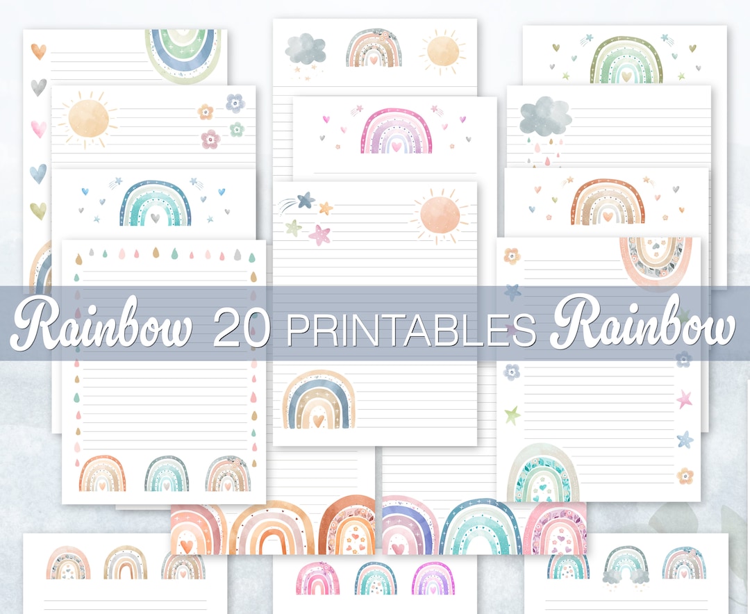 Rainbow Stationery Bundle Rainbow Writing Paper Rainbow - Etsy