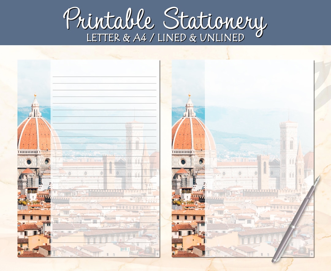 Italy Stationery, Printable Letter Writing Paper, Florence Journal ...