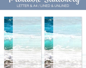 Clouds Stationery, Printable Letter Writing Paper, Blue Sky, Lined ...