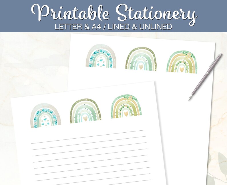 Printable Stationery, Rainbows Letter Writing Paper, Boho Stationery ...