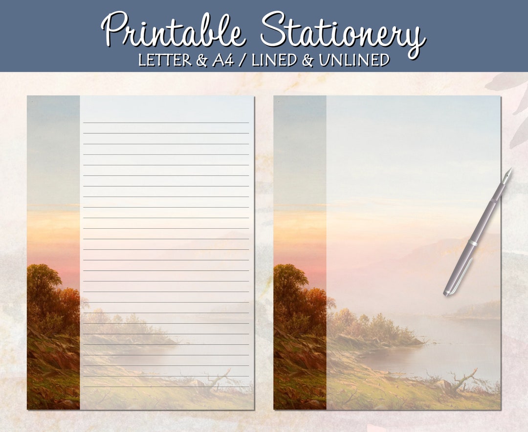 Printable Vintage Stationery, Classic Letter Writing Paper, Landscape ...