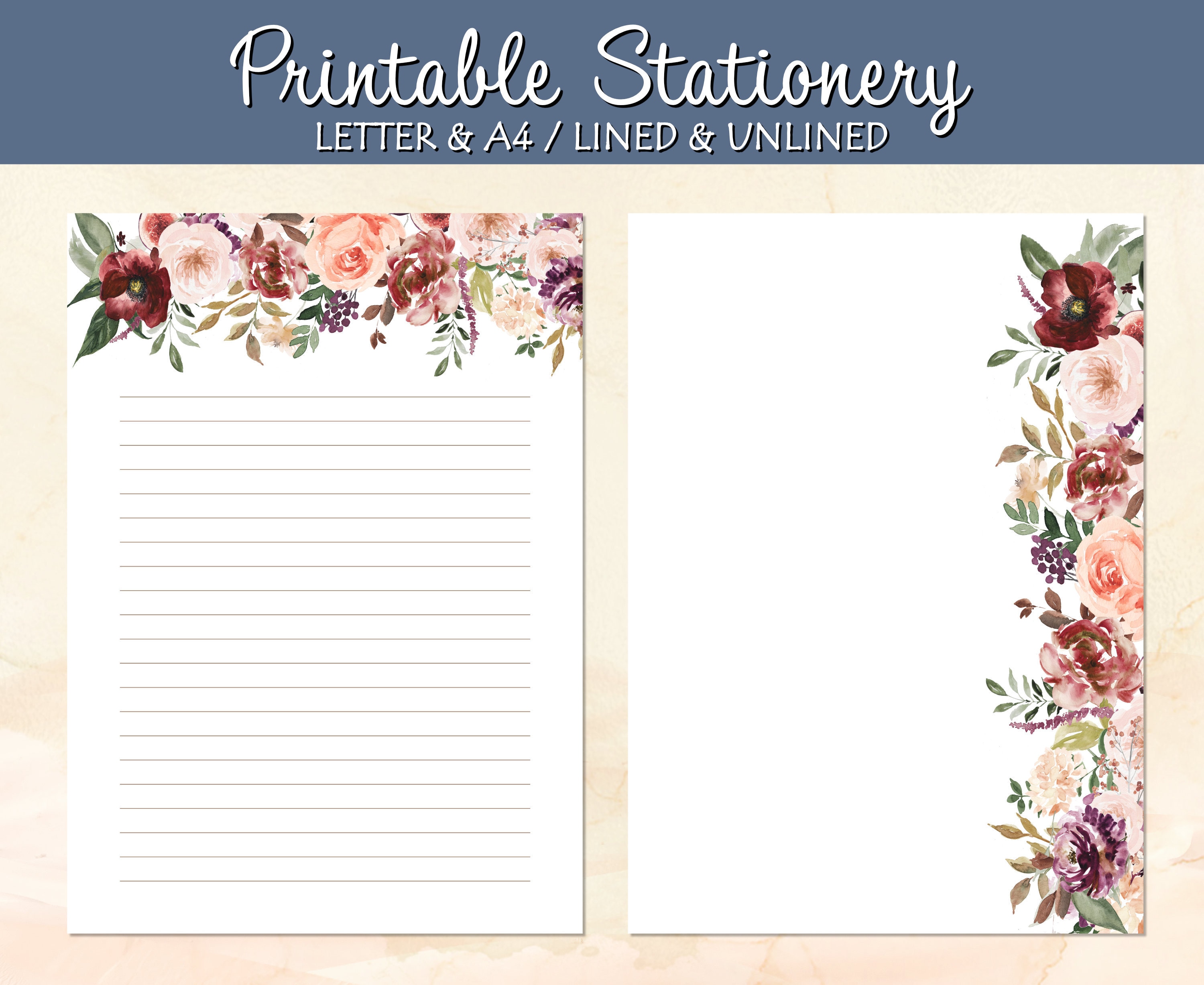 Printable Stationery Floral