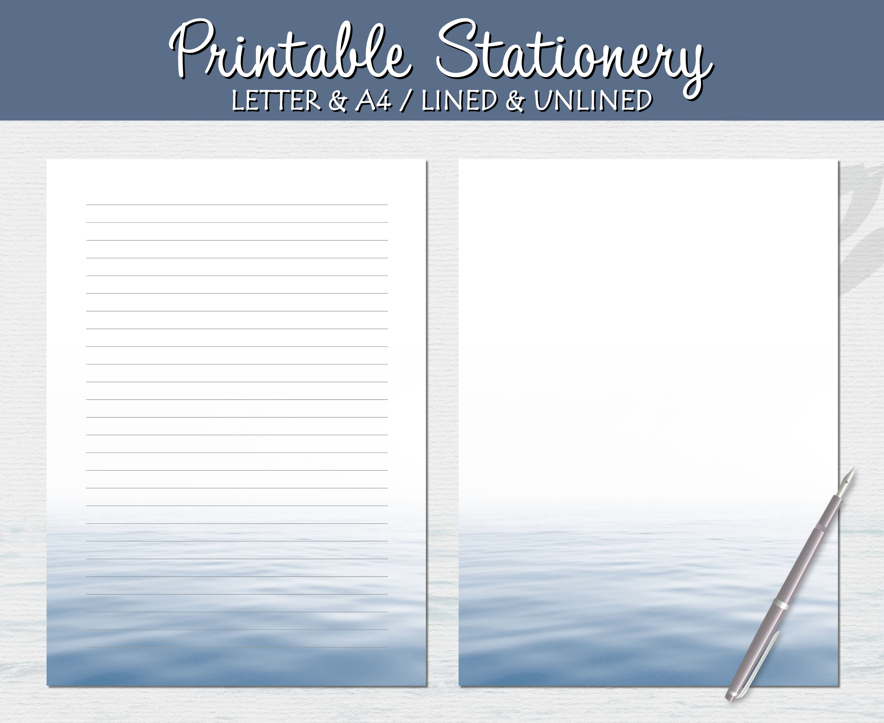 Ocean Stationery, Printable Journal Pages, Letter Writing Paper, Lined ...
