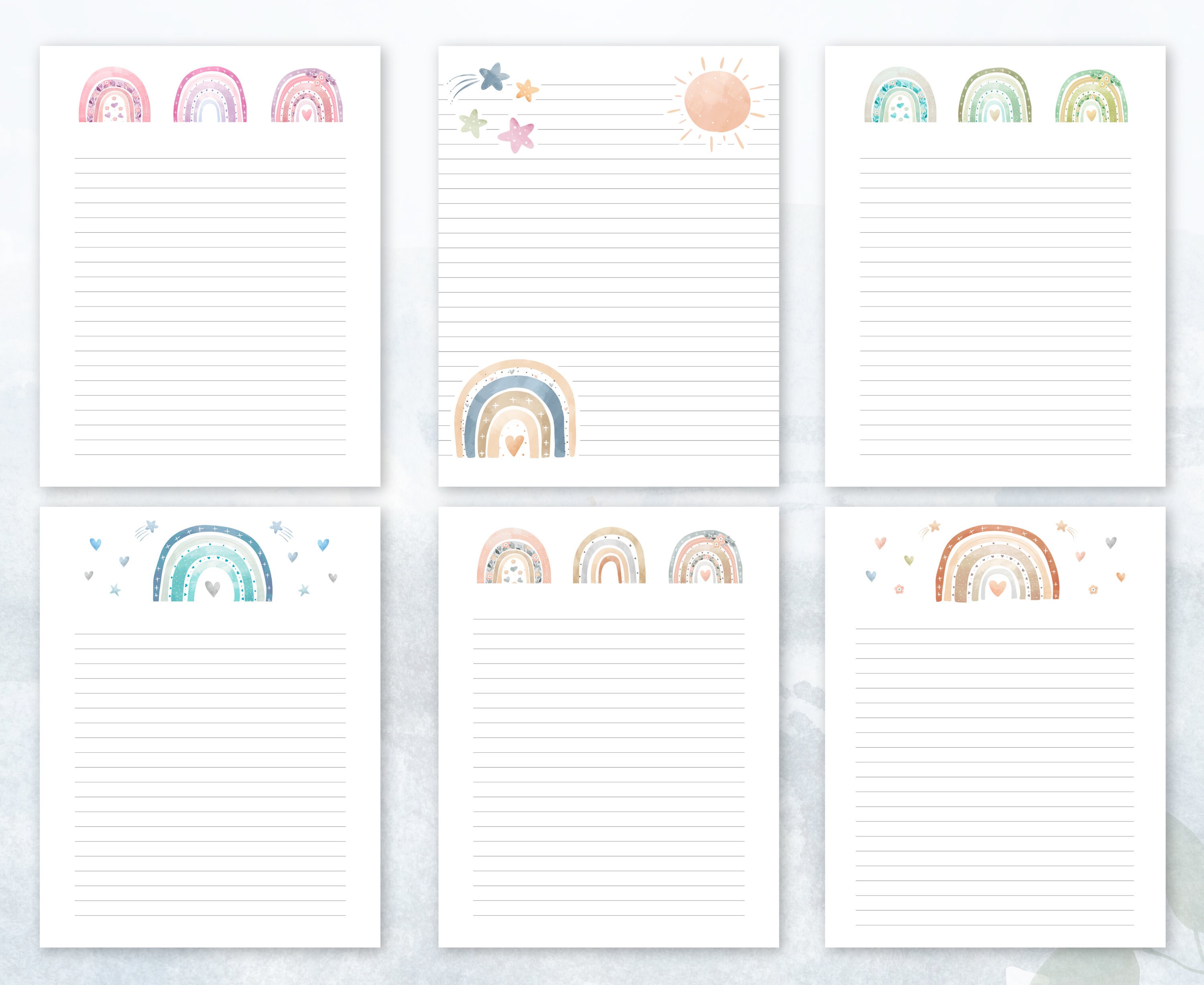 Rainbow Stationery Bundle, Rainbow Writing Paper, Rainbow Notes Paper ...
