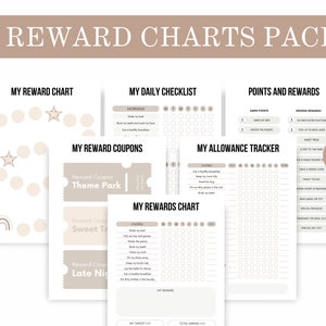 Reward Charts Bundle Personalized Reward Charts for Kids Daily Weekly ...
