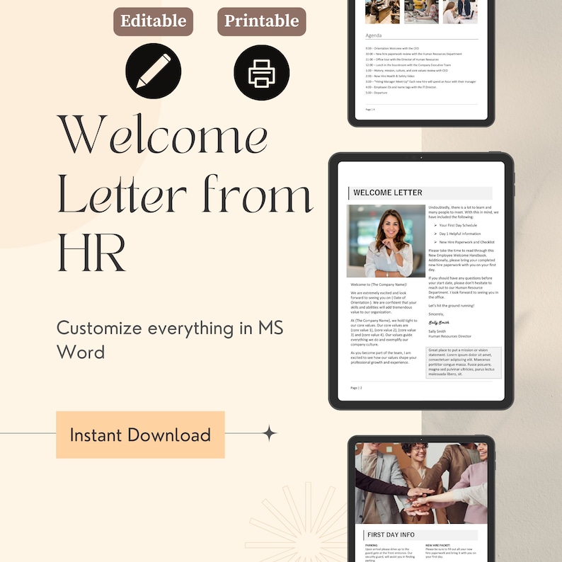 New Hire Packet & Paperwork MS Editable Word Documents HR Templates New ...
