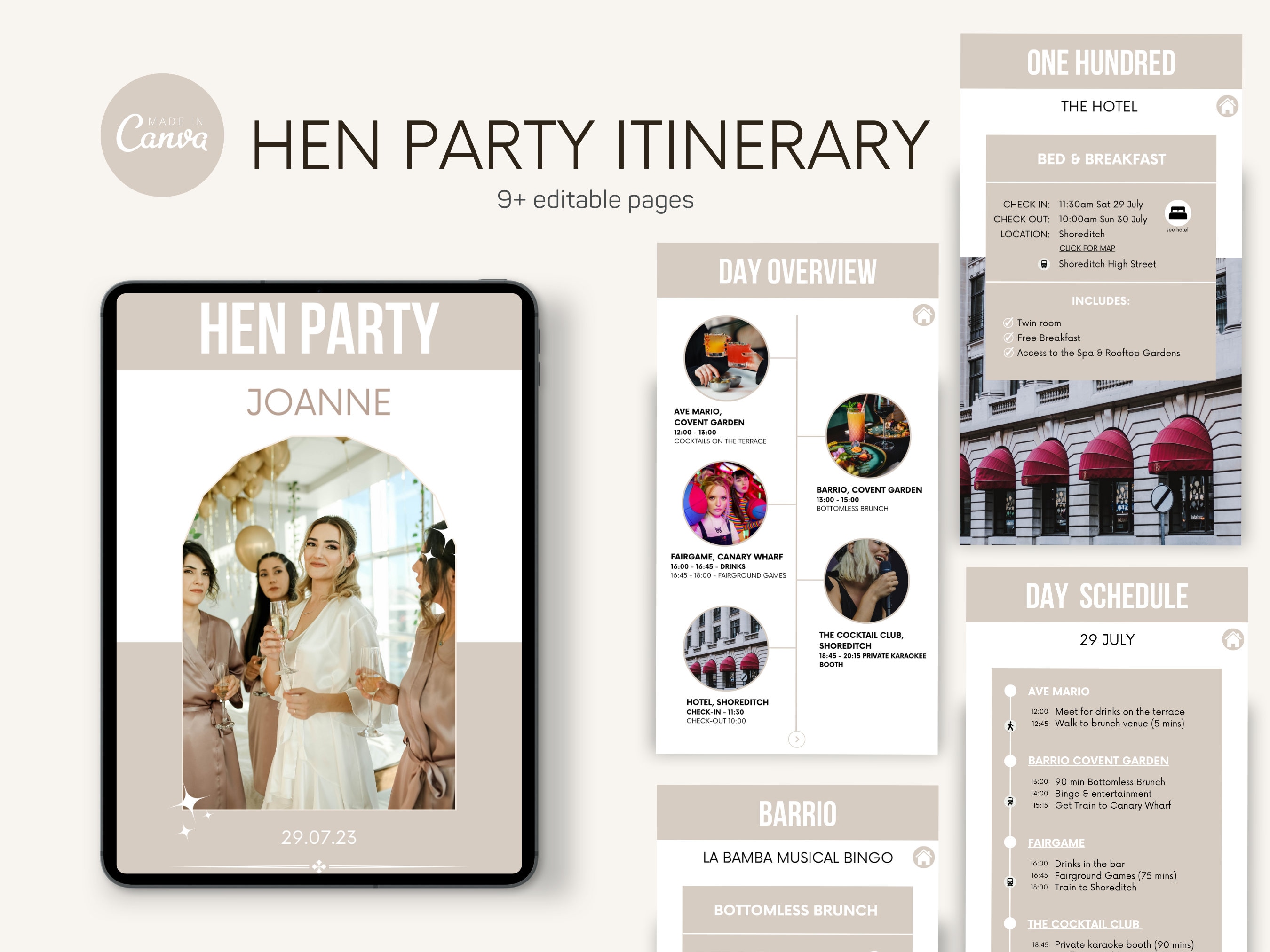 Hen Party Itinerary Hen Party Plan for Guests Minimalist Bachelorette ...
