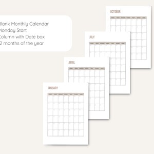 Blank Undated Digital Calendar Printable & Fillable Undated - Etsy