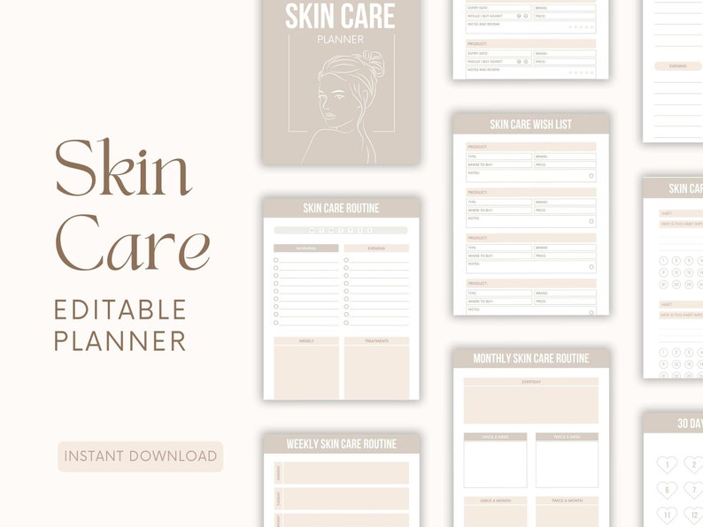 Skincare Planner Printable Editable Skincare Routine Beauty Planner ...