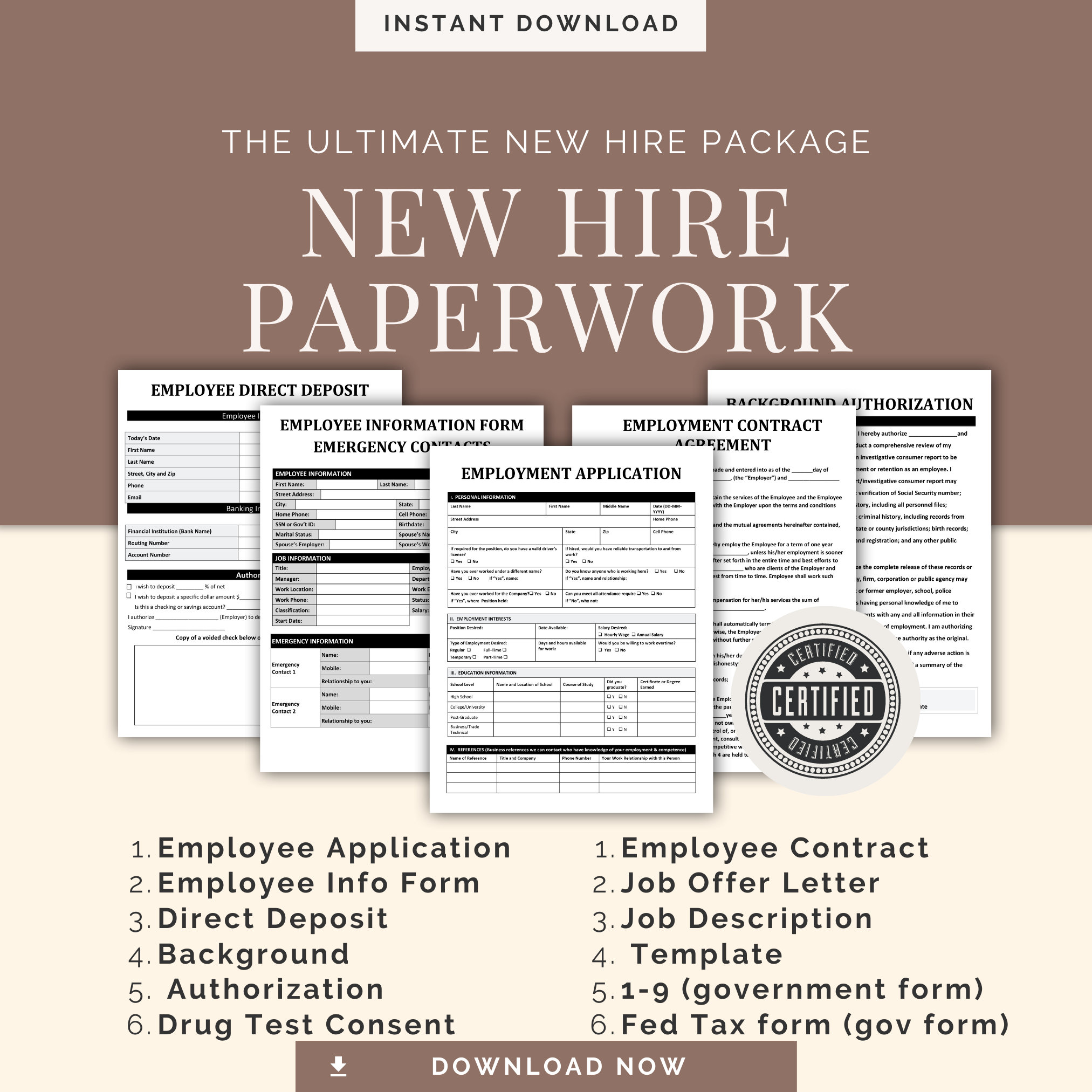 New Hire Packet & Paperwork MS Editable Word Documents HR Templates New ...