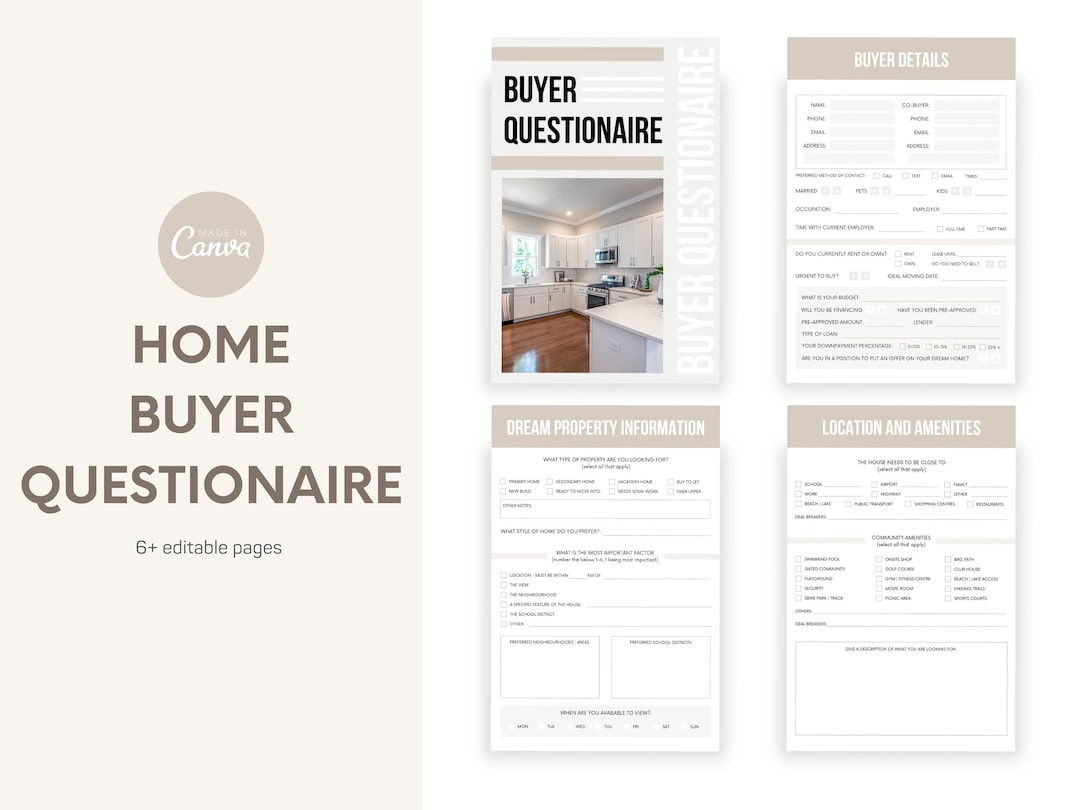 Home Buyer Questionnaire Real Estate Buyer Intake Real Estate Buyer ...