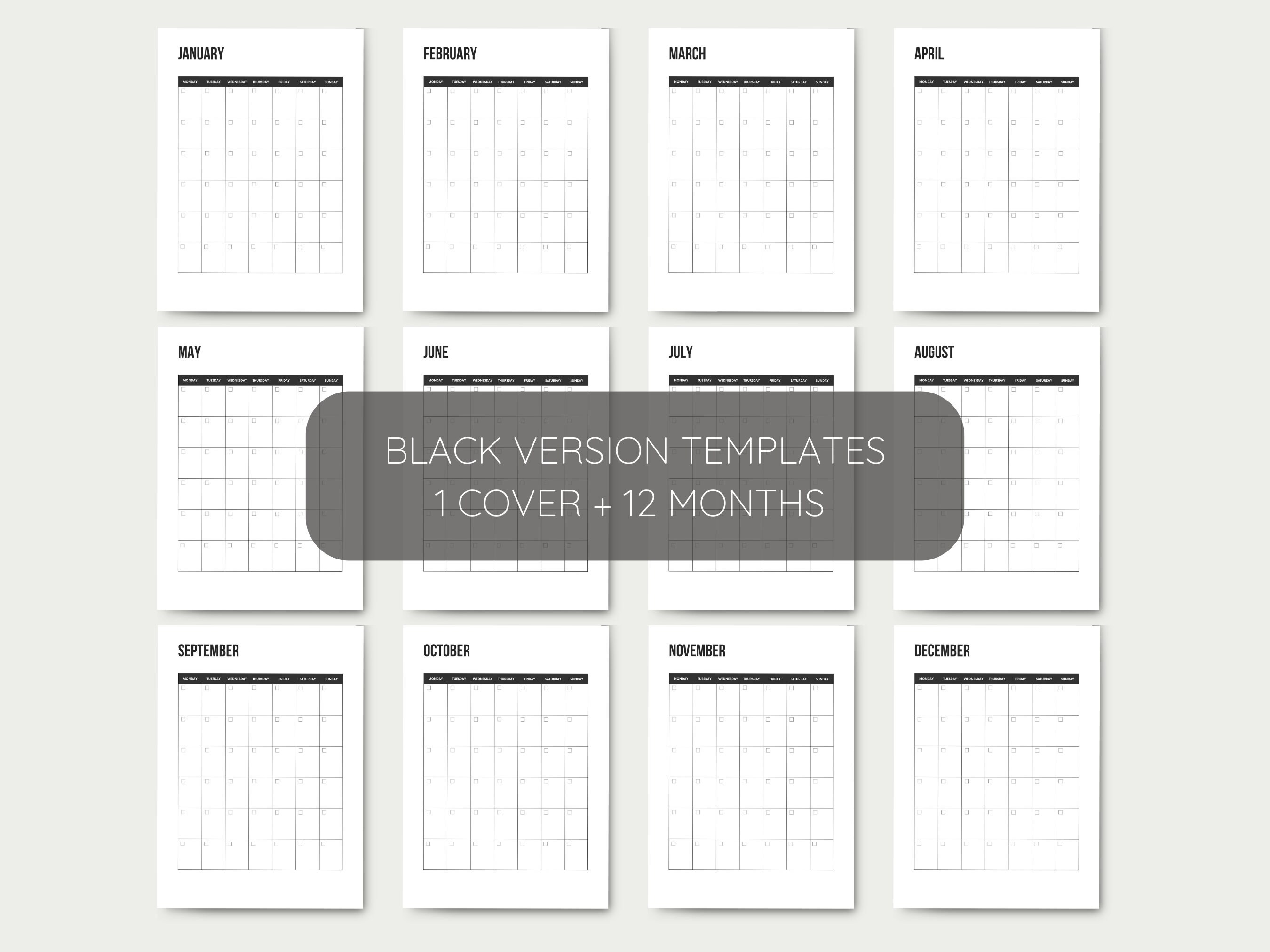 Blank Undated Digital Calendar Printable & Fillable Undated - Etsy