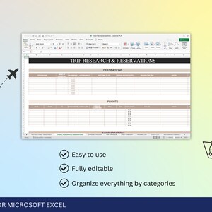 BEST Travel Planner Spreadsheet Microsoft Excel Template Travel ...